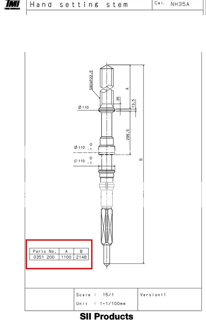Crown and stem NH35A | WatchinTyme